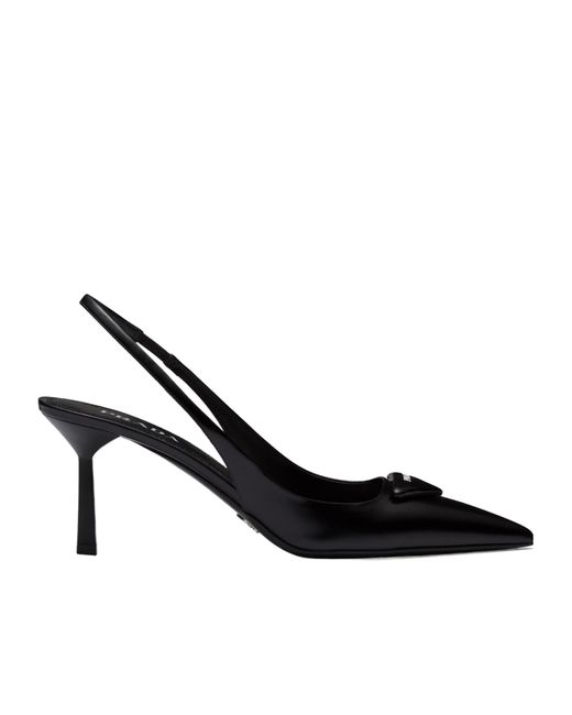 Prada Logo Slack-Heeled Heels in Black | Lyst