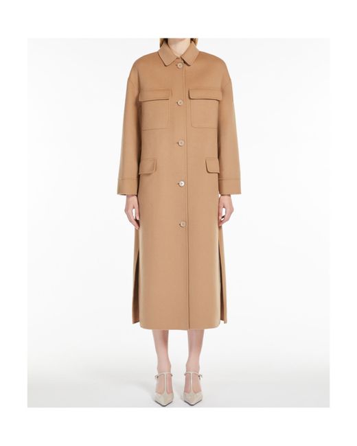 Max Mara Milo Wool Coat in Natural | Lyst
