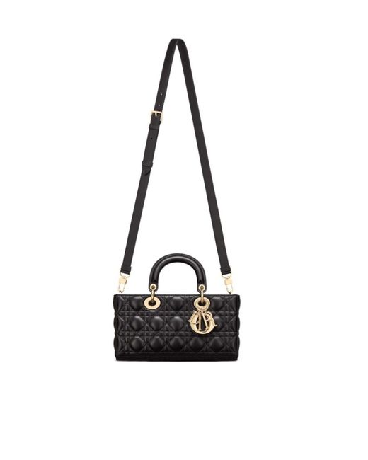 Dior Logo Quilted Shoulder Bag in Black | Lyst