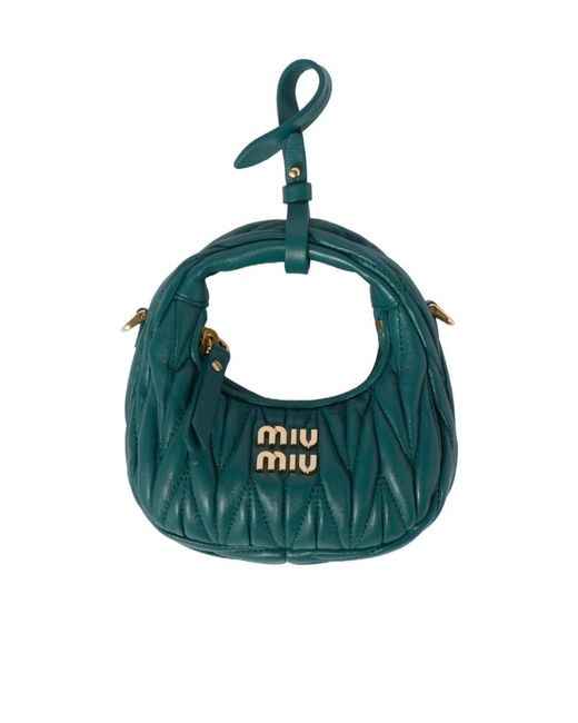 Miu Miu Mini Wander Matelassé Shoulder Bag in Green | Lyst