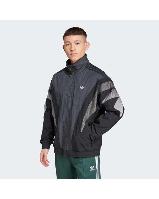 adidas Originals Logo Zip-Up Windbreaker Jacket in Blue for Men | Lyst