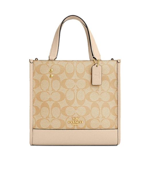 COACH Logo Printed Shoulder Bag in Natural | Lyst