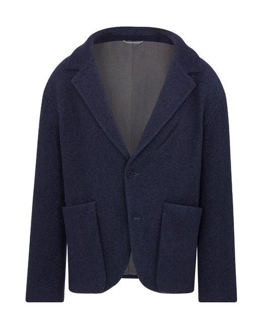 Dior Shearing Wool Open-Shoulder Suit Coat in Blue for Men | Lyst