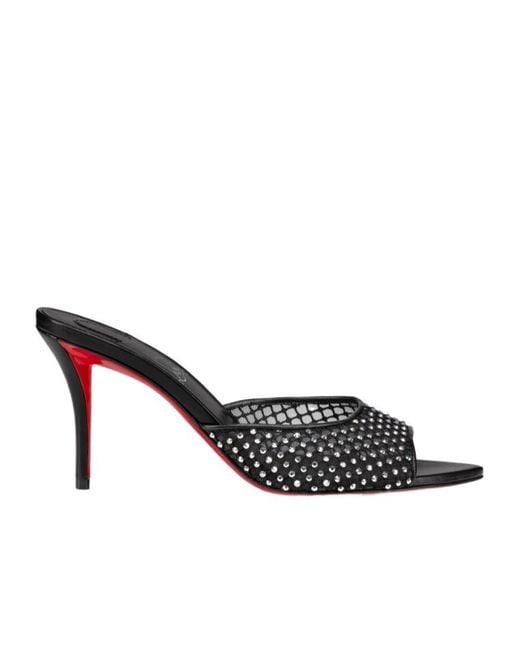 Christian Louboutin Mesh Strass Heel Sandals in White | Lyst
