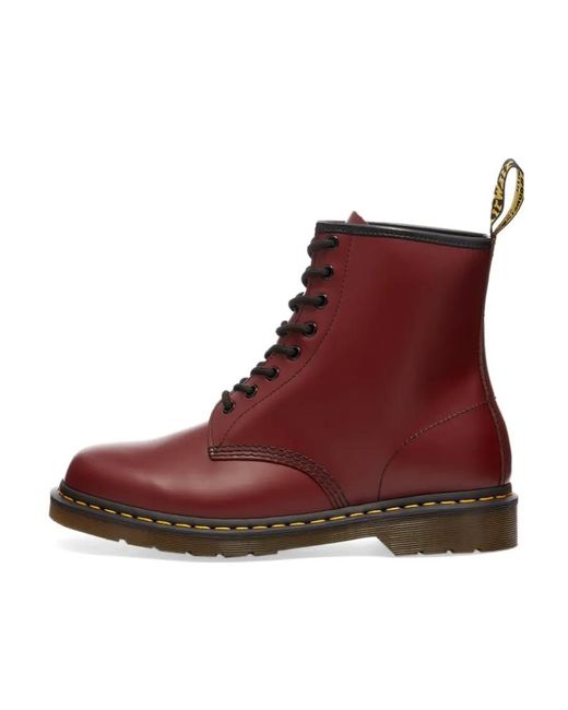 Dr. Martens Logo Lace Up Short Boots in Red for Men | Lyst