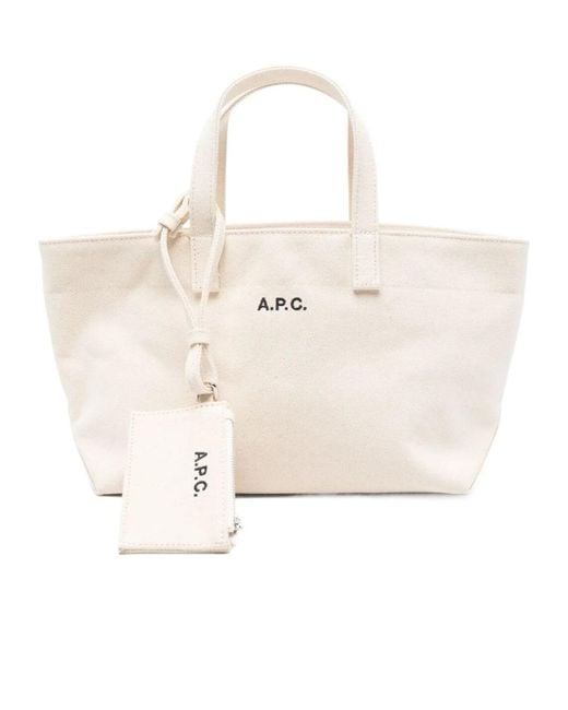 A.P.C. Logo Canvas Tote Bag in Natural | Lyst