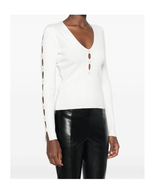 Twin Set Cut-Out Ribbed Top in White | Lyst