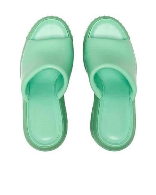 Fendi Ff Logo Embossed Platform Slides in Green | Lyst