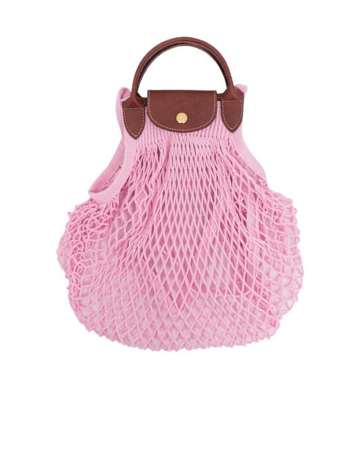 Longchamp Large Le Pliage Mesh Tote Bag in Pink | Lyst
