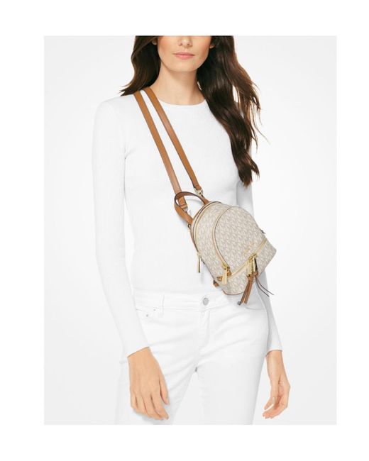 Michael Kors Mini Zip Backpack in White | Lyst