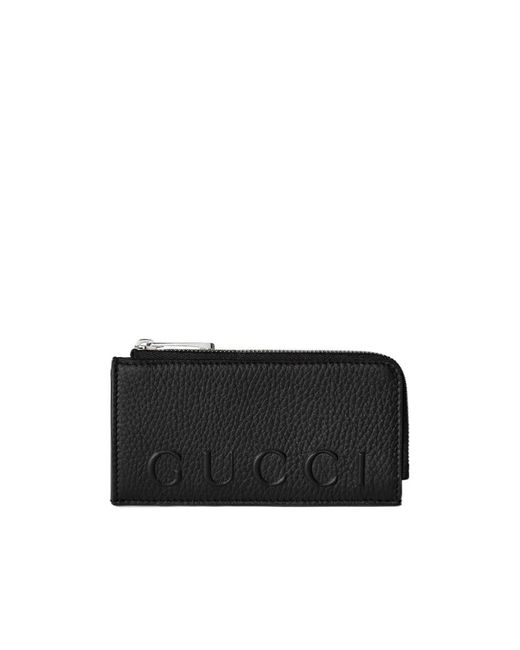 Gucci Zip Card Case With Logo in Black for Men | Lyst