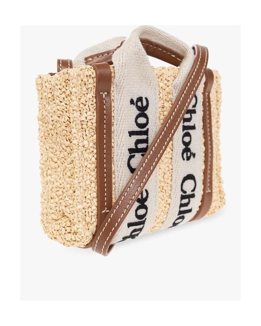 Chloé Mini Woody Tote Bag in Metallic | Lyst