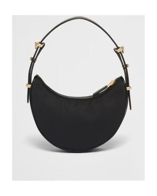 Prada Arqué Re-Nylon And Brushed Leather Mini Shoulder Bag in Black | Lyst