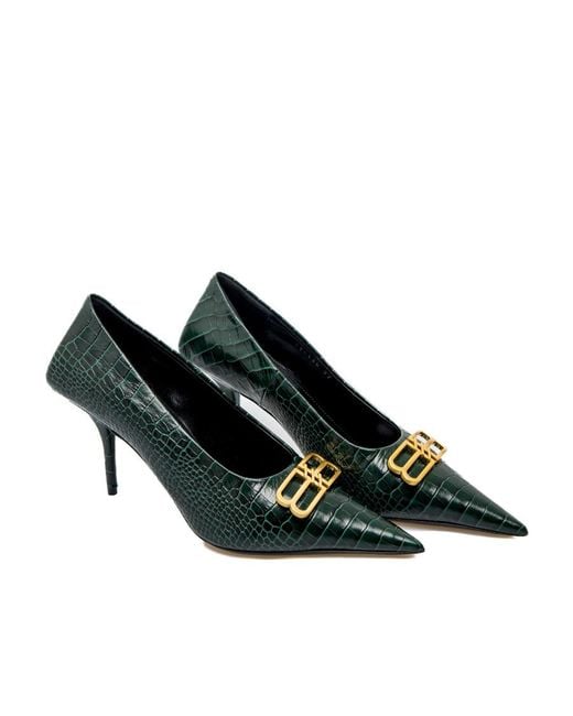 Balenciaga Logo High Heels in Green | Lyst