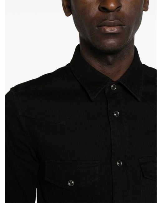 Tom Ford Cotton Denim Western Shirt in Black for Men | Lyst