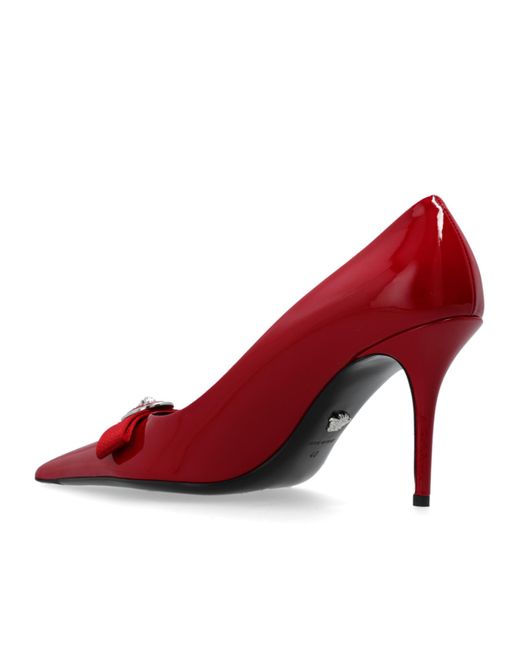 Versace Logo High Heels in Red | Lyst