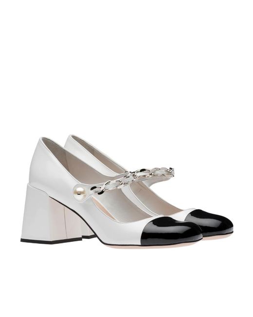 Miu Miu Patent Leather High Heels in White | Lyst