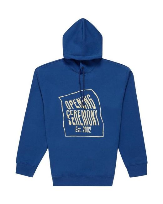 Opening Ceremony Warped Logo Cotton Hoodie in Blue for Men | Lyst