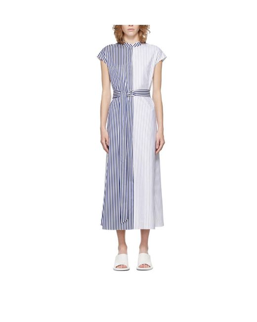 Partow Logo Stripe Stitching Dress in Blue | Lyst