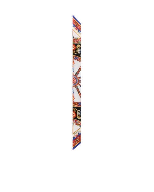Dolce & Gabbana Carretto Print Bandeau Scarf in White | Lyst UK