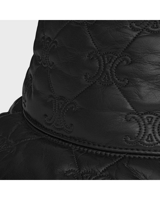 Celine Triomphe Quilted Bucket Hat in Black | Lyst