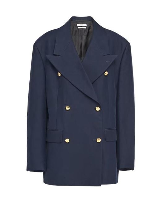 Prada Double-Breasted Suit Jacket in Blue | Lyst