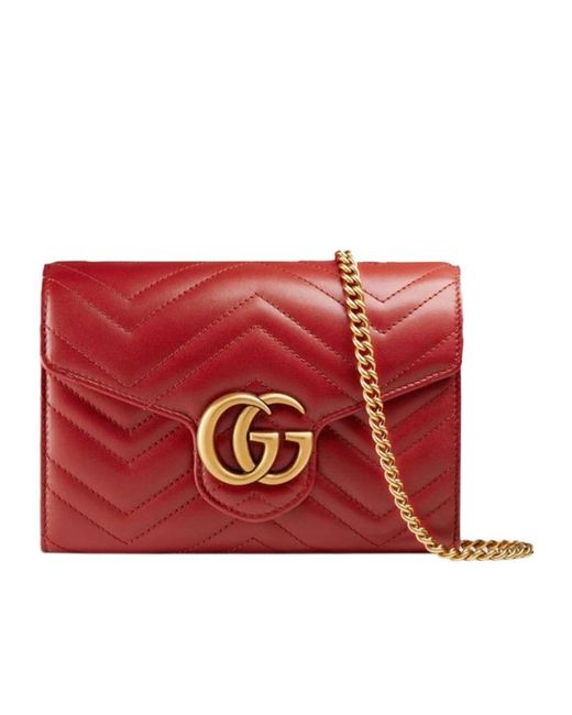 Gucci Gg Marmont Shoulder Bag in Red | Lyst