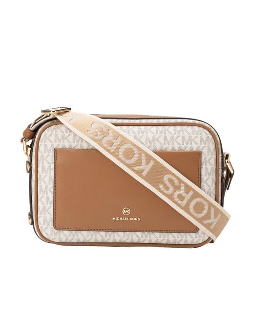 Michael Kors Maeve Monogram-Print Crossbody Bag in Natural | Lyst