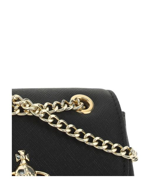 Vivienne Westwood Small Saffiano Orb Plaque Crossbody Bag in Black | Lyst