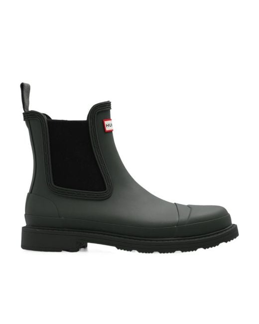 HUNTER Logo Short Boots in Black | Lyst