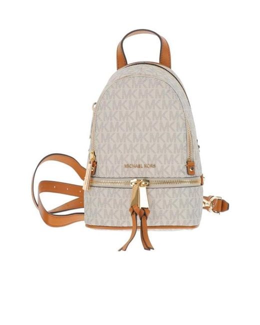 Michael Kors Mini Zip Backpack in White | Lyst