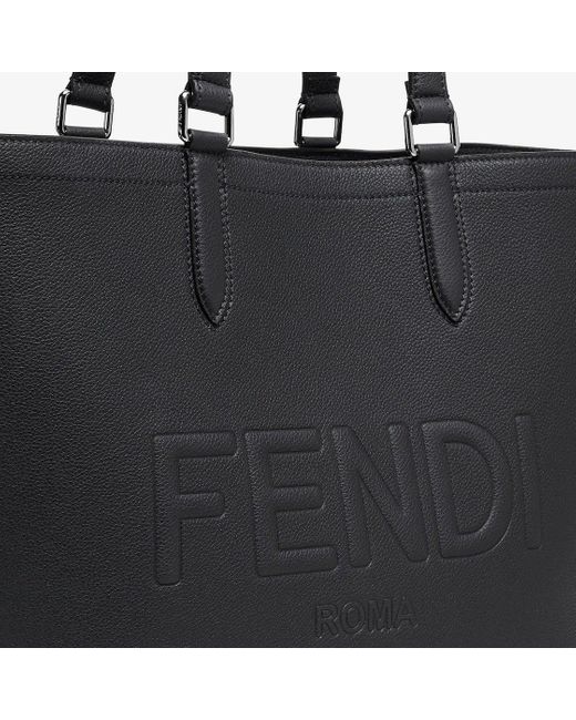 Fendi Roma Logo Embossed Shopper Bag in Black for Men | Lyst