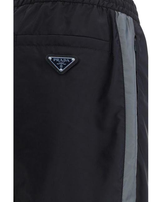 Prada Enamel Triangle-Logo Track Pants in Black for Men | Lyst