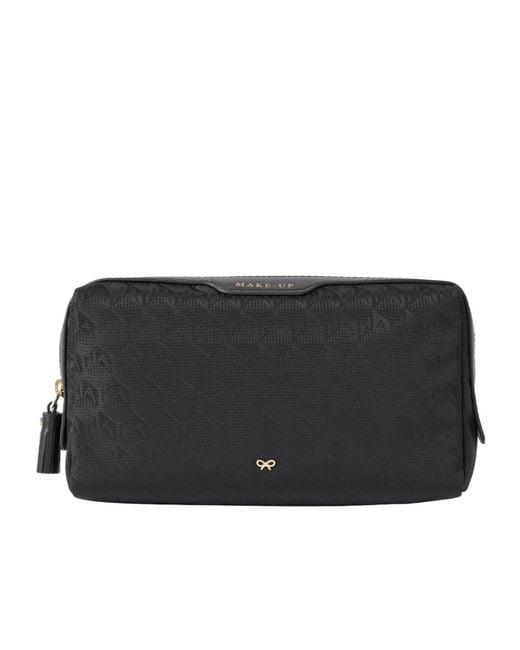 Anya Hindmarch Logo Small Make-Up Pouch in Black | Lyst UK