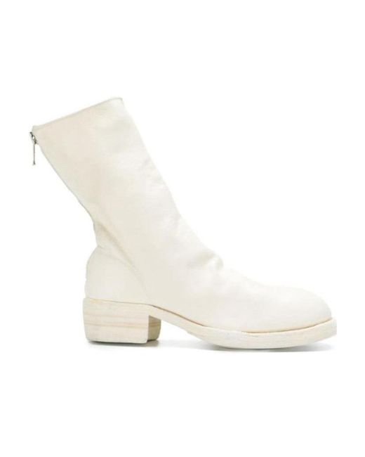 Guidi Logo Back-Zip Boots in White | Lyst