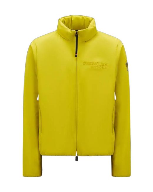 Moncler Embossed-Logo Hooded Jacket in Yellow for Men | Lyst