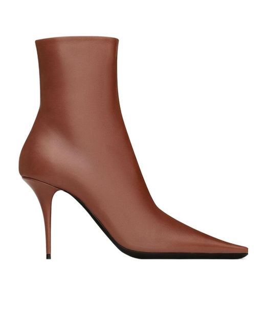 Saint Laurent Square-Toed Short Boots in Brown | Lyst