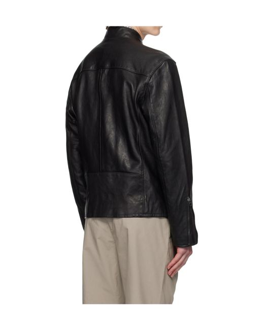 Polo Ralph Lauren Café Racer Leather Jacket in Black for Men | Lyst