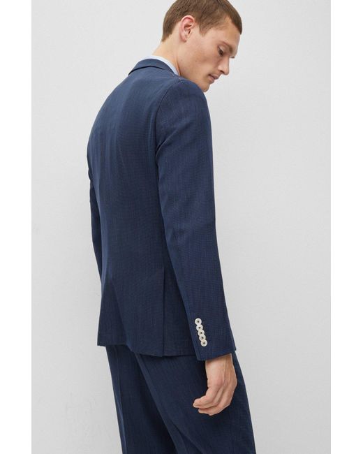 BOSS Pattern Wool Suit in Blue for Men | Lyst