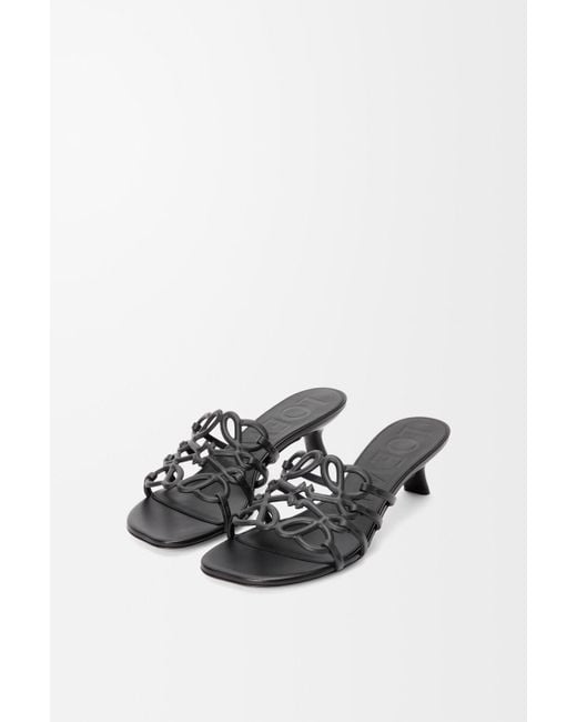 Loewe X Paula's Ibiza Leather Petal Anagram Heeled Slides 45 in White ...