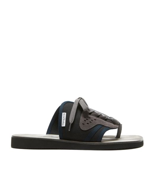 Acne Studios Panelled Lace-Up Flip Flops in Black for Men | Lyst