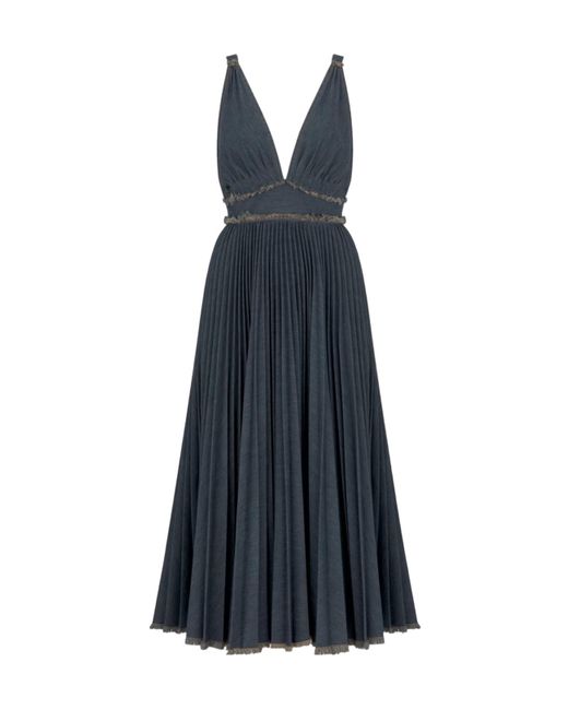 Dior Mid-Length Pleated Dress in Blue | Lyst