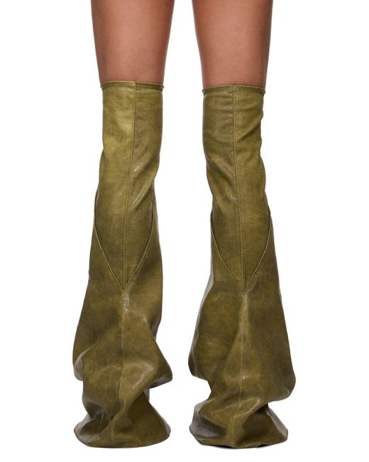 Rick Owens Asymmetrical Seam Line Boots in Green for Men | Lyst