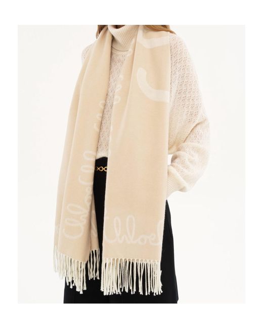 Chloé Chloé Iconic Scarf in White | Lyst