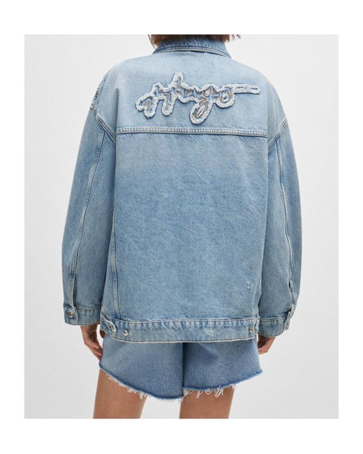 BOSS Logo-Appliqué Denim Jacket in Blue | Lyst