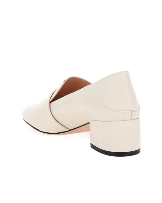 Bally Buckle-Embellished Leather Pumps in Natural | Lyst