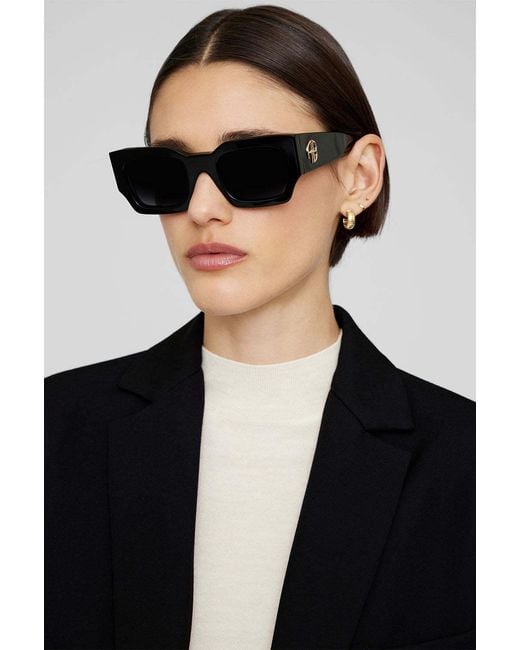 Anine Bing Indio Square-Frame Sunglasses in Black | Lyst UK