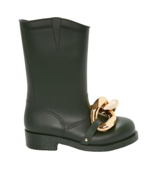 JW Anderson Chain-Link Detail Boots in Green | Lyst