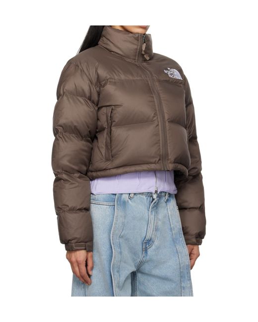 The North Face Nuptse Short Down Jacket in Brown | Lyst