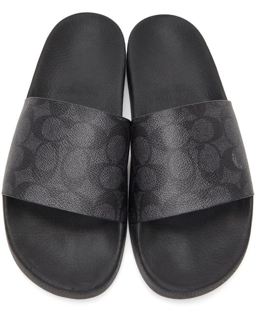 COACH Signature Coated Canvas Slides in White for Men | Lyst